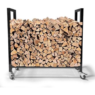 Quick-Star Quick-star - Kaminholzregal 65 x 25 x 65 cm mit Rollen verzinkt Innen und Aussen, Mobil Metall Brennholzregal Kaminholzlager Stapelhilfe