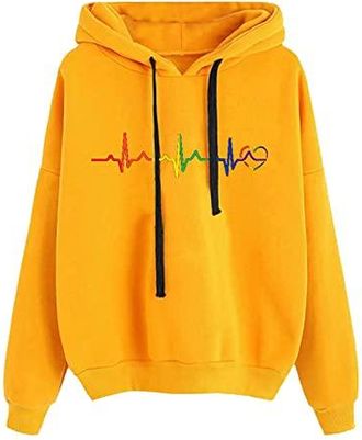 Generic Pull avec poches pour femme - Sweat à capuche décontracté pour femme - Vêtements de sport dautomne - Veste de sport à capuche - Haut dautomne - Sweat 