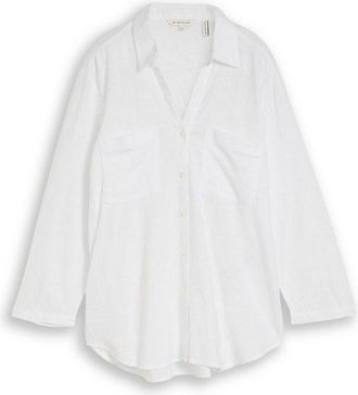 Tom Tailor Langarmbluse Blusen & Shirts Hemdbluse mit Leinenanteil