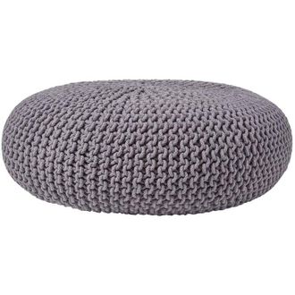 Homescapes Homescapes - Pouf en tricot rond Gris fonc&eacute; Tr&egrave;s grand