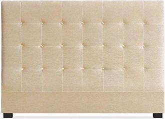 Menzzo Luxor Kopfteil Bett 160cm mit Samtbezug Beige