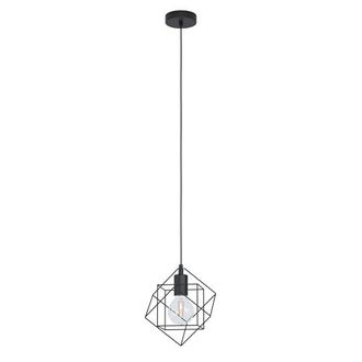 Eglo Suspension Straiton, lampe suspendue vintage 1 flamme, style industriel, suspension en acier noir, lampe pour table &agrave; manger, lampe de salon suspendue