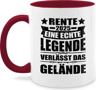 Shirtracer Tasse Tassen 325ml - Rentner - Rente 2025 - Legende verl&auml;sst das Gel&auml;nde - 325 ml - Bordeauxrot - geschenke zum ruhestand m&auml;nner geschenk f&uuml;r rentenei
