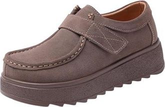 Generic Mocassins confortables &agrave; talon bas compens&eacute; pour femme - Bout rond - Couleur unie - Semelle &eacute;paisse - Antid&eacute;rapante - Confortable - Chaussures de marc