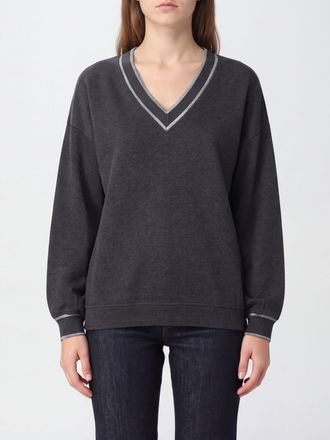 Brunello Cucinelli Pullover aus Baumwollmischung mit V-Ausschnitt und Monili-Detail