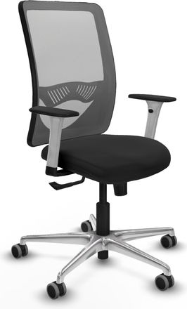 Piqueras y Crespo Schwarzer B&uuml;rostuhl Zulema mit wei&szlig;en und schwarzen Armlehnen, h&ouml;henverstellbare Lendenwirbelst&uuml;tze, ausgestattet mit Sincro 3 Positionen und Schneide