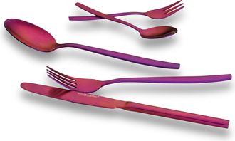 Echtwerk Tafelbesteck Positano - Purple Red Edition, 30-teilig, für 6 Personen, Edelstahl 18/10 - mattiert, lila-rot, EW-BS-3015R