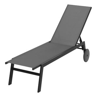 Giantex Sonnenliege mit Rollen, wetterfeste Gartenliege mit 6-Fach Verstellbarer R&uuml;ckenlehne, Outdoor Liegestuhl f&uuml;r Garten und Poolbereich, bis 150 KG (Grau,