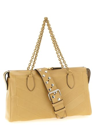 Valentino Garavani Womens Beige Lamb Leather Shoulder Bag
