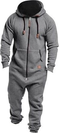 Generic Grenouillère Homme Pyjama Combinaison à Capuche Zippé Imprimé Camouflage Manches Longues Jumpsuit en Polaire Vêtement Une Pièce Hiver Chaud 2024