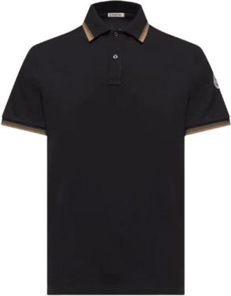 Moncler Homme, Tops, Noir, Taille: 2XL Logo Patch Polo