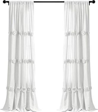 Lush Décor Weißer Darla Fenstervorhang, Einzelbahn, 213,4 x 101,6 cm (16T005086)