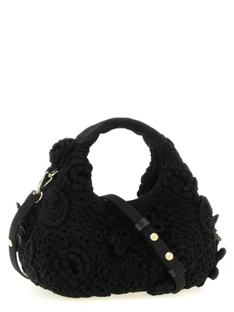 Ganni Crochet Hobo Bag - Black