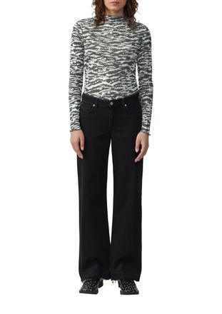 QS by s.Oliver Leicht transparentes Longsleeve mit All-Over-Print