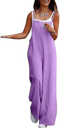 ORANDESIGNE Combinaison Boho à Jambes Larges Femmes Summer Beach Square Neck Sleeveless Strapless Loose Casual Jumpsuit Cami Combinaison Femme Été Combinaison Fém