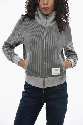Thom Browne Gerippter Pullover aus Baumwolle und Seide mit Rei&szlig;verschluss Thom Browne