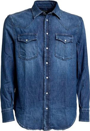 Dondup Homme, Chemises, Bleu, Taille: S Camicia texana regular in denim fisso