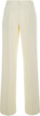 Federica Tosi Womens Pleated Flare Trousers White Polyester