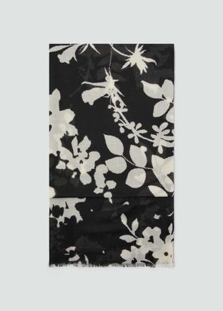 Mango Foulard imprim&eacute; &agrave; finitions effiloch&eacute;es noir - Femme - Taille unique - MANGO