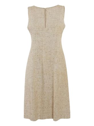 Valentino Garavani robe mi-longue en tweed à col v - Tons neutres