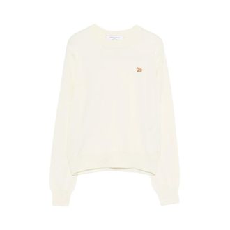 Maison Kitsun&eacute; Femme, Pulls, Blanc, Taille: 40 FR Baby Fox Merino Regular Jumper
