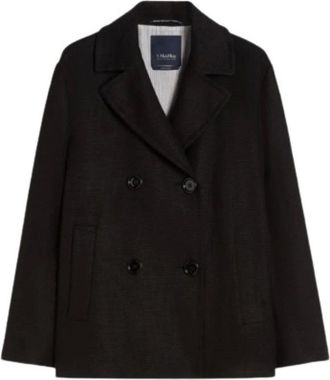 Max Mara Femme, Manteaux, Noir, Taille: 42 FR Double-Breasted Coat