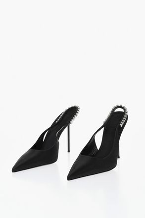PARIS TEXAS Satin Slingbacks LIDIA With Crystal-Embellished Strap 11cm Heel Paris Texas