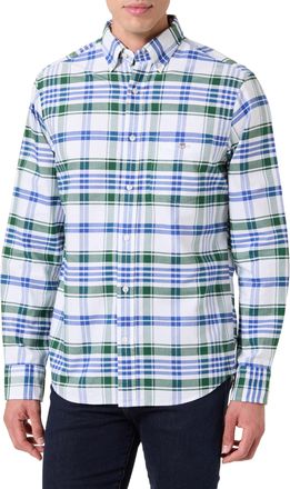 GANT Herren REG Classic Oxford Check Shirt Hemd, Gr&uuml;n, L