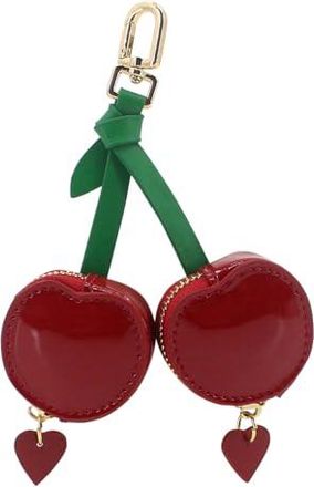 Generic Porte-monnaie en cuir PU, Design cerise, breloque avec fermeture &eacute;clair pour femmes, portefeuilles, sacs &agrave; main (rouge)