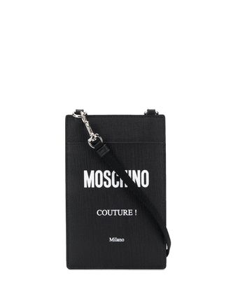 Moschino porte-cartes &agrave; lani&egrave;re logo - Noir
