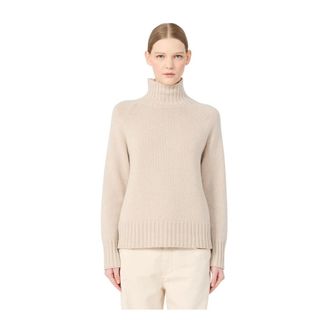 Max Mara Femme, Pulls, Beige, Taille: 36 FR Col roul&eacute;s