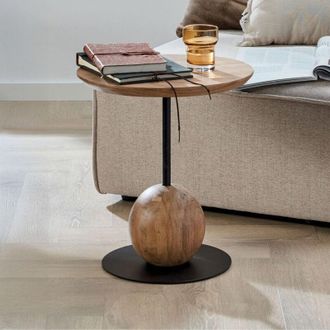 M&S Collection M&s - Table dappoint ronde 40x45 cm en bois et métal - kaori