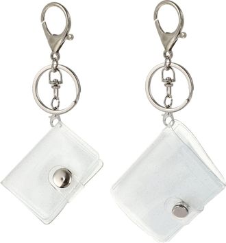 Cabilock 2 Stück Mini Fotoalbum Schlüsselanhänger Tragbares Kleines Fotoalbum Einsteckfächern Stilvoller und Langlebiger Fotospeicher für Schlüsselbund und Tas