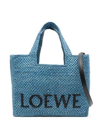 Loewe petit sac à mainl Loewe Font en raphia - Bleu