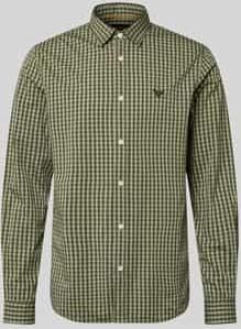 PME Legend Slim Fit Freizeithemd mit Kentkragen und Label-Stitching