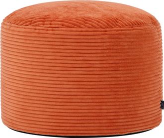 Icon Brand Milano Hocker, Orange, Flauschiger Cord Stoff, Sitzsack Cord, Sitzpuff Hocker mit F&uuml;llung, Fu&szlig;hocker f&uuml;r das Wohnzimmer, Deko Wohnzimmer