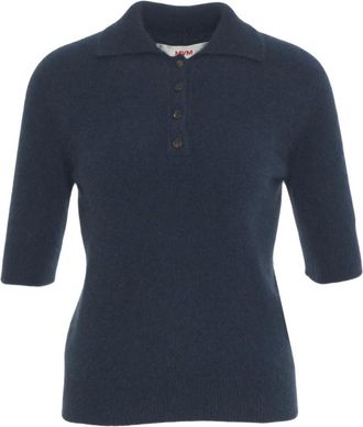 MVM Mvm, Femme, Pulls, Bleu, Taille: 38 FR Polo en tricot de raton laveur de luxe