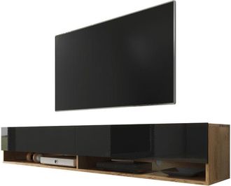 Selsey Selsey - wander - Meuble tv / Banc tv (chêne wotan / noir brillant, 180 cm, sans led)