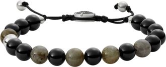 Diesel Armband Für Männer Perlen, L 165mm-250mm X B 8mm X H 8mm Schwarzes Halbedelsteinarmband, DX1325040