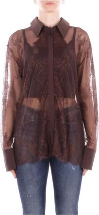 Blugirl Femme, Blouses et Chemises, Brun, Taille: 40 FR Flower-lace Shirt