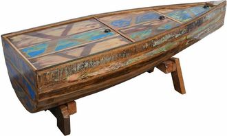 Massivmoebel24 Couchtisch Altholz 155x52x45 mehrfarbig lackiert nature of spirit 106