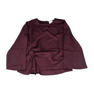 Calvin Klein Top Longues Manches Satin&eacute; Mat Fronc&eacute; - Femme - Blouses et Chemises - Violet - Taille: 42 FR