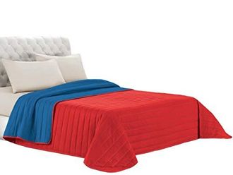 Italian Bed Linen Q-EL-1P Elegant Sommer Steppdecke royal blau/rot, 100% Mikrofaser, 170x270cm