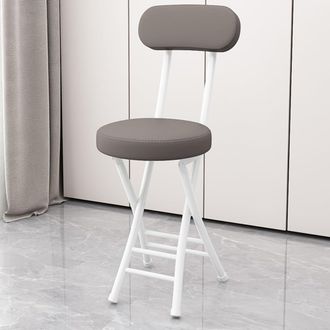 Generic Tragbarer, klappbarer Lederhocker mit R&uuml;cken- und Fu&szlig;st&uuml;tze - gepolsterter Barstuhl -, leicht, ideal f&uuml;r Outdoor-Aktivit&auml;ten, Camping und Zuhause