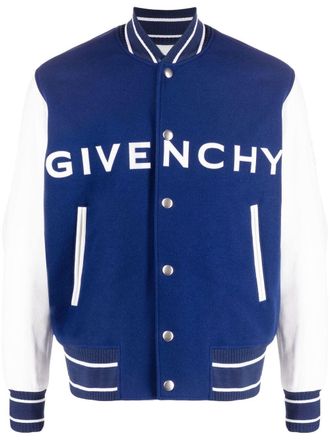 Givenchy veste teddy manches longues &agrave; logo - Bleu