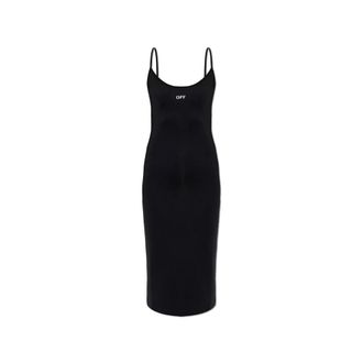Off-white Spaghetti-Tr&auml;ger-Kleid - - Dresses - Damen - Schwarzk - S