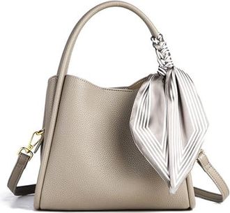 Generic Sac fourre-tout en ruban PU, sac &agrave; bandouli&egrave;re d&eacute;contract&eacute;, couleur unie, grande capacit&eacute;, cadeau pour femme, kaki, 240.00x200.00x135.00mm