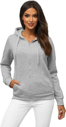 OZONEE Damen Kapuzenpullover Sweatjacke Sweatshirt Farbvarianten Kapuzenjacke Kapuzenpulli Langarm Kapuze Hoodie Sport Style Casual Fitness Basic Training 77