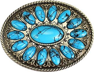 MagiDeal Cowboy Boucles de Ceinture &agrave; Pierre Turquoise Synth&eacute;tique Accessoire Boho indienss Western