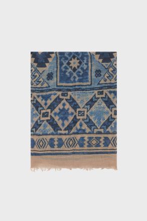 Gerard Darel Echarpe imprim&eacute; inca en laine - RAISSA - Indigo